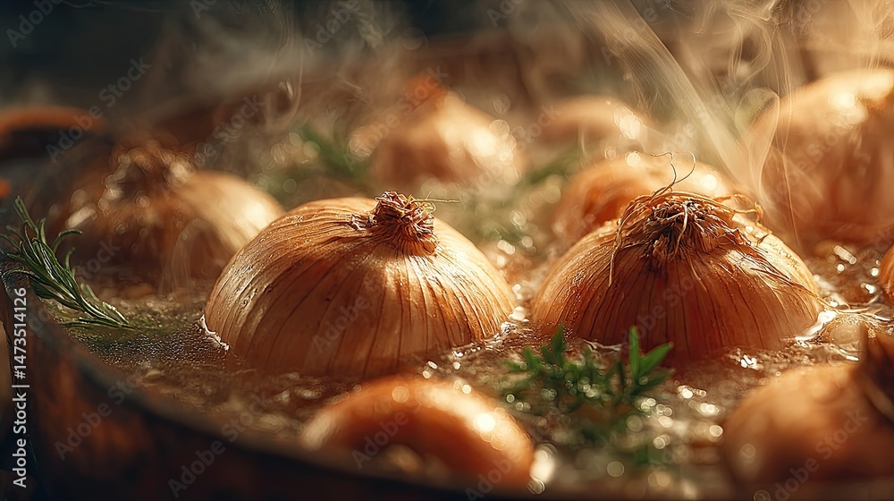 Onion Boil Viral Recipe Photography Fresh onions cooking in a flavorful ...