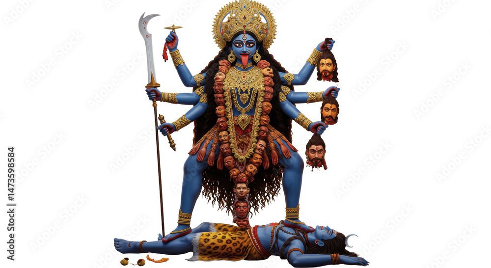 Kali the Hindu Goddess of Time and Transformation isolated on ...