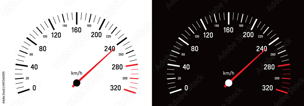Car speedometer. Auto dashboard with gauge of speed, tachometer ...