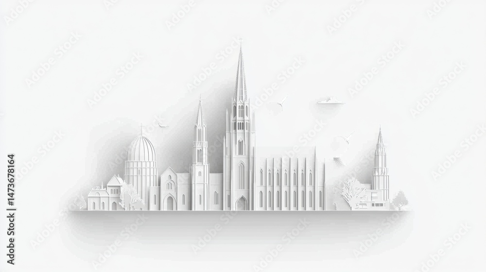 Striking Line Art of European Cathedrals and Monuments in High Fidelity ...