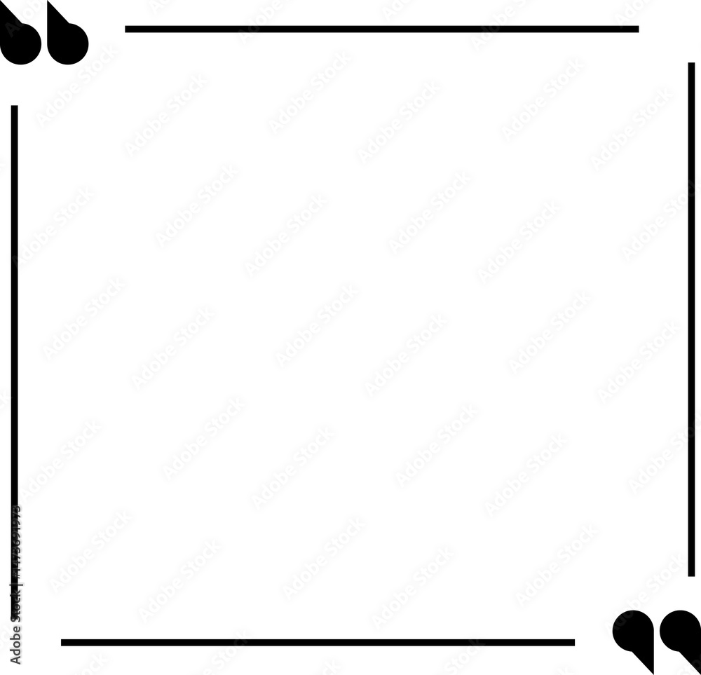 Quote box frame icon set. Monochrome simple horizontal frame. Quotes ...