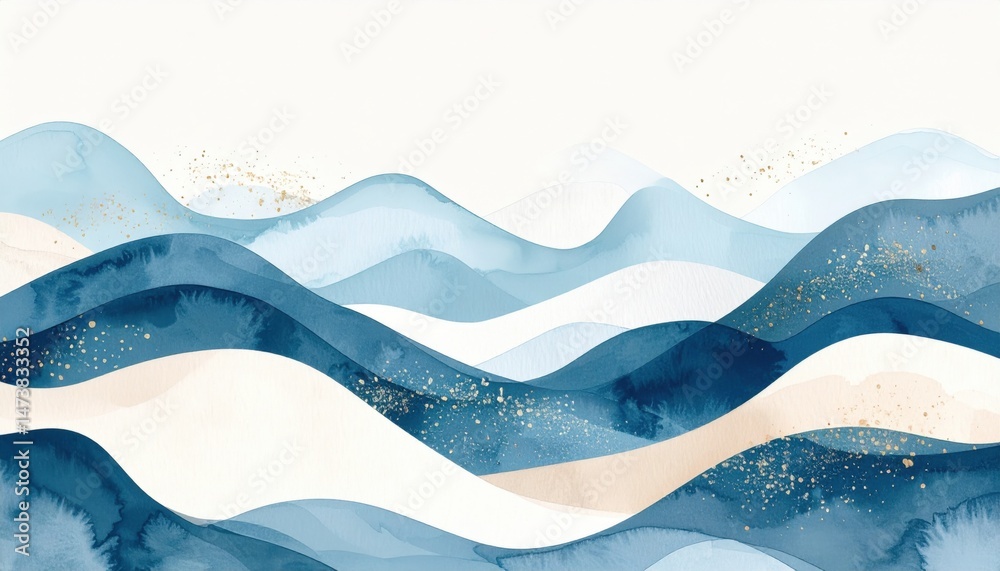 Flowing waves in tranquil ocean landscape abstract art soft color ...