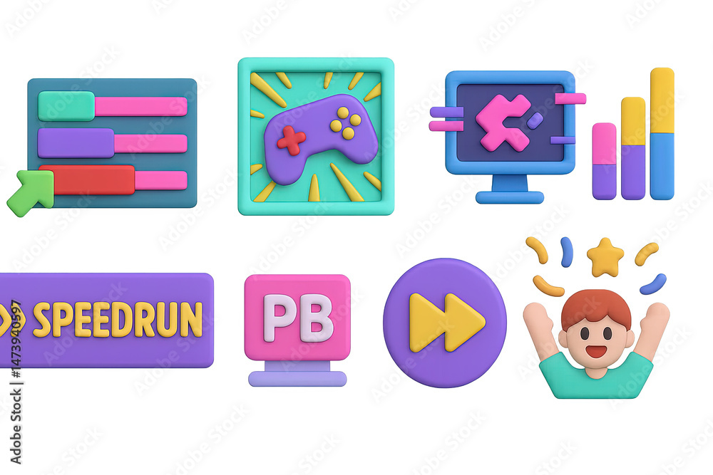Gaming 3d icons set – playful, interactive gameplay and streaming ...