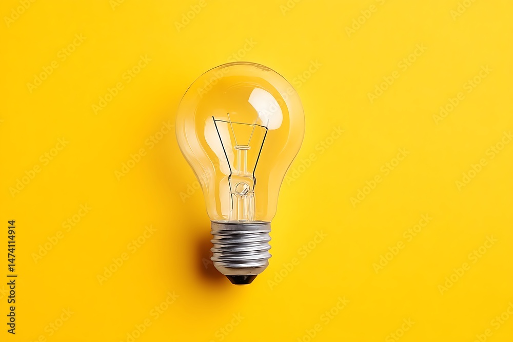 Light Bulb on Yellow Surface A Symbol of Idea and Innovation Stock ...