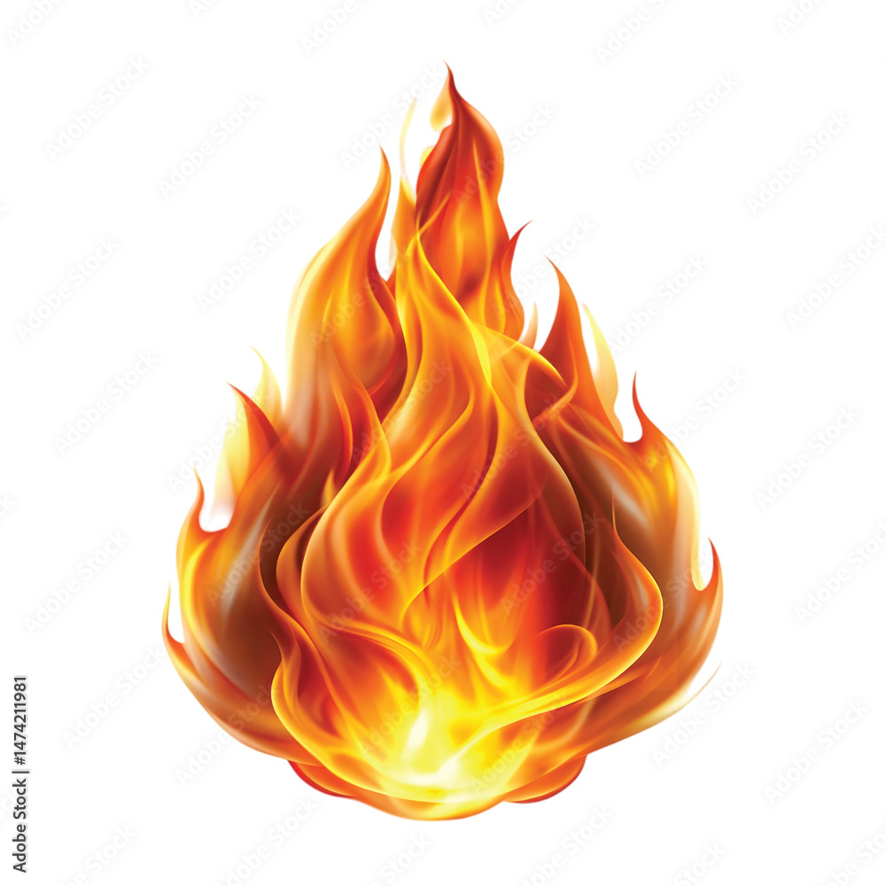 Fire Flame Element: Stylized flame with orange-red glow, dynamic energy ...