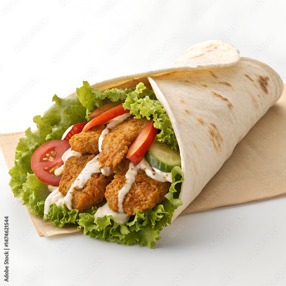 Delicious Crispy Chicken Wrap Packed with Fresh Vegetables, Flavorful ...