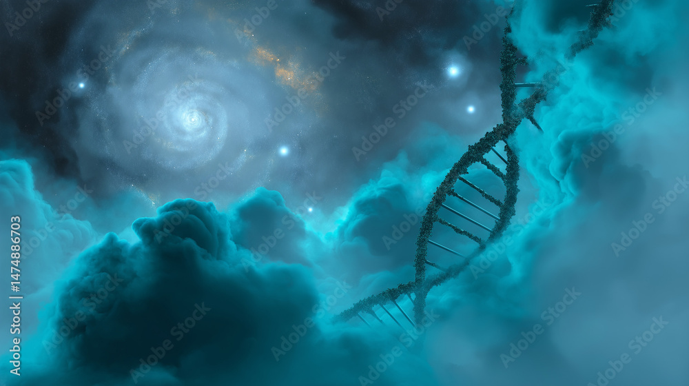 Cosmic dust swirls into DNA helix amid bioluminescence, unraveling life ...