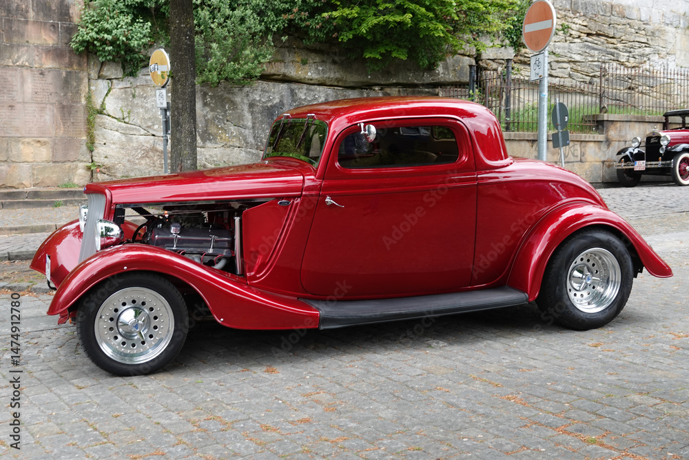 Bad Bentheim, Germany - May 4 2025 Ford V8 Model 40 hot rod 3 window ...