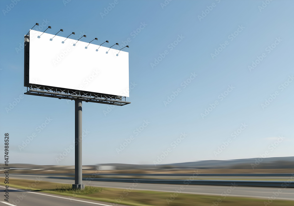 Blank Billboard Mockup Highway Advertising Template Roadside Signage ...