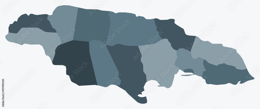 Vector de Stock Map of Jamaica with regions. Just a simple country ...