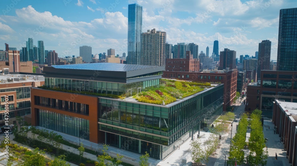 Sustainable Urban Oasis: Chicago Green Rooftop Building Stock Photo ...