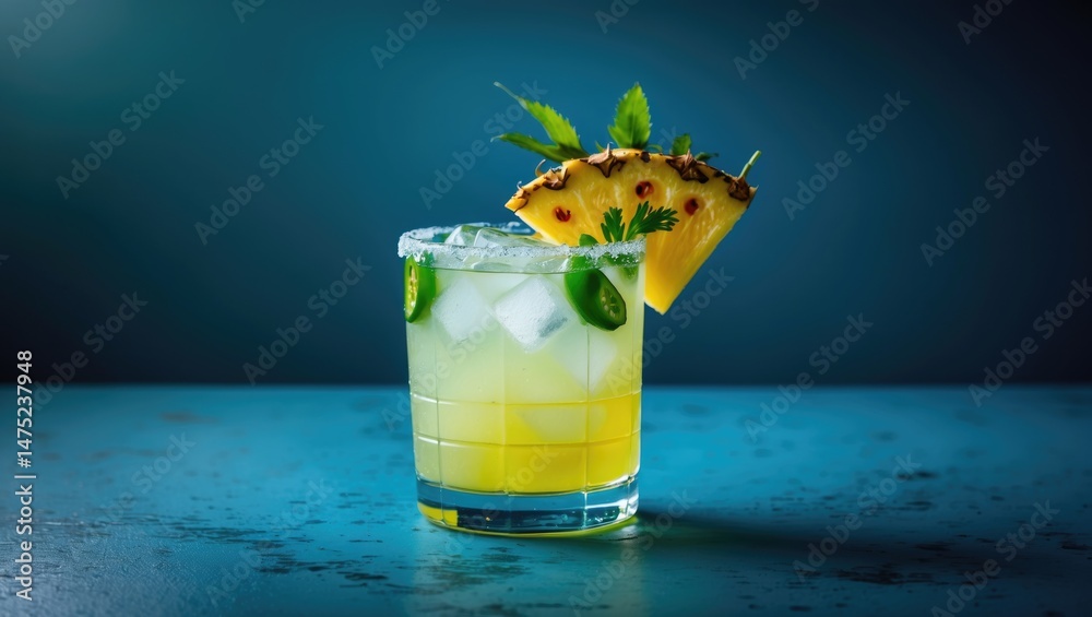 Photo Stock Pineapple Jalapeno Mezcalita or Margarita: A Spicy ...
