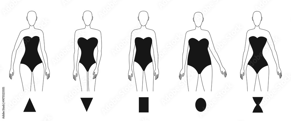 Stock-Vektorgrafik „Types of Woman's figures. Woman body types. Female ...