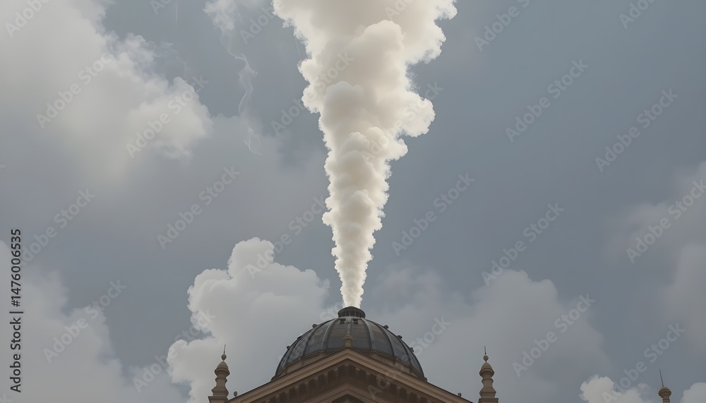 Stock-Illustration „White smoke rises from the chapel chimney ...