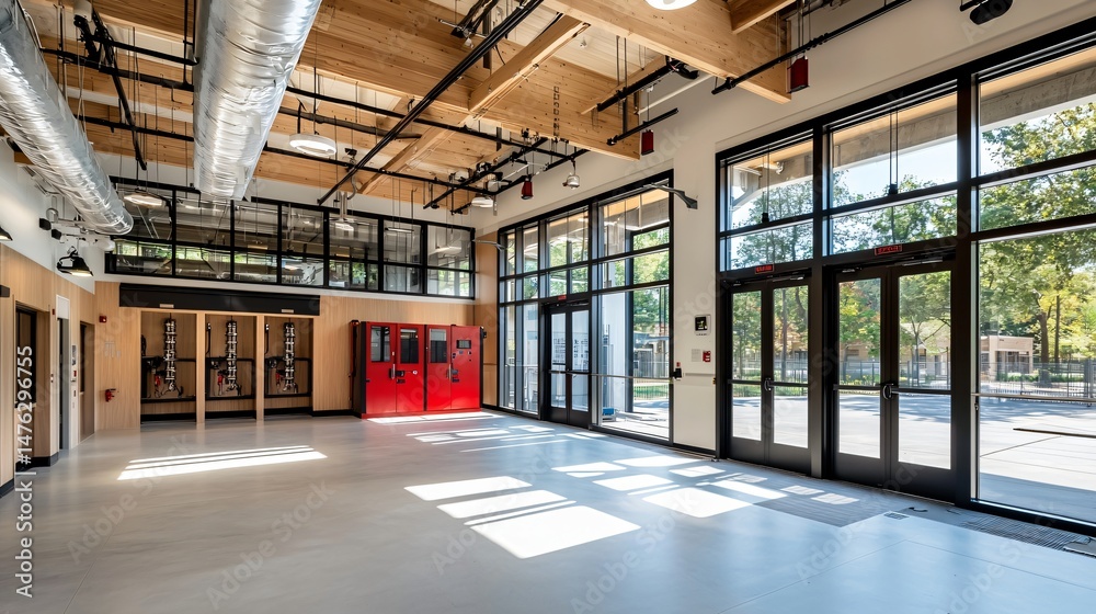 Ilustracja bez tantiem: interior of a gas compression unit with muffler ...