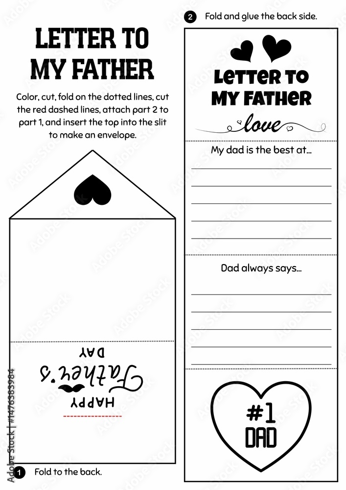 Letter to My Father Craft for Kids | Father’s Day Coloring and Writing ...