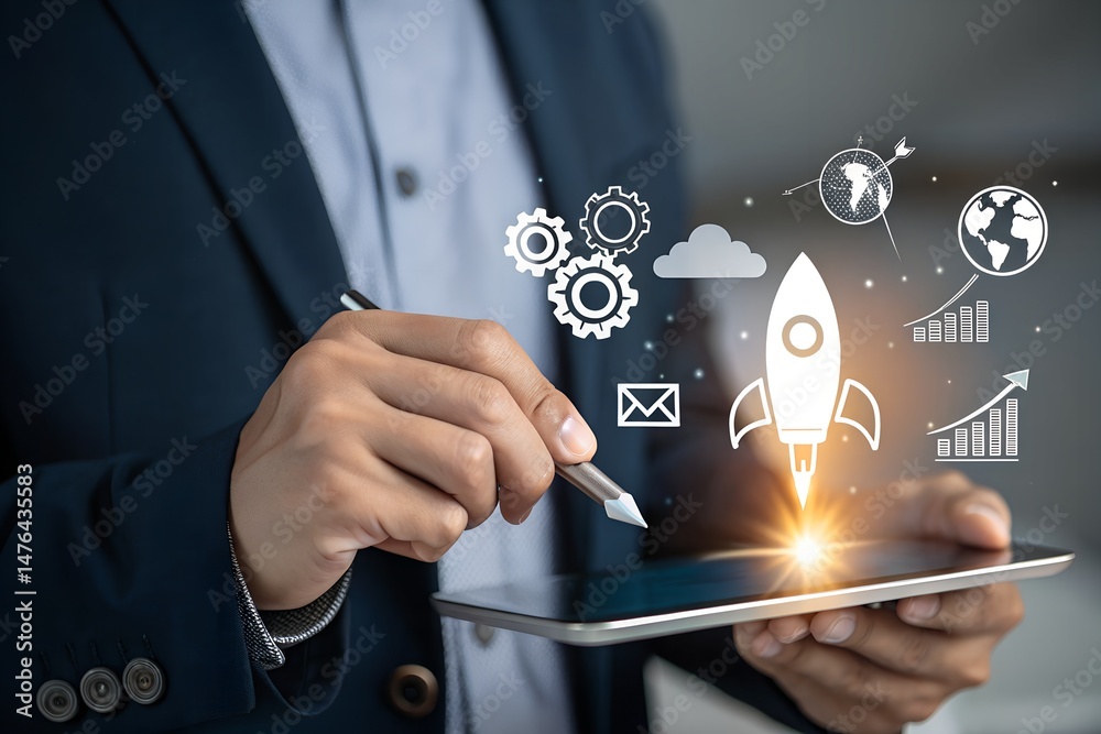 Startup business trend growth concept, improve development chart of ...