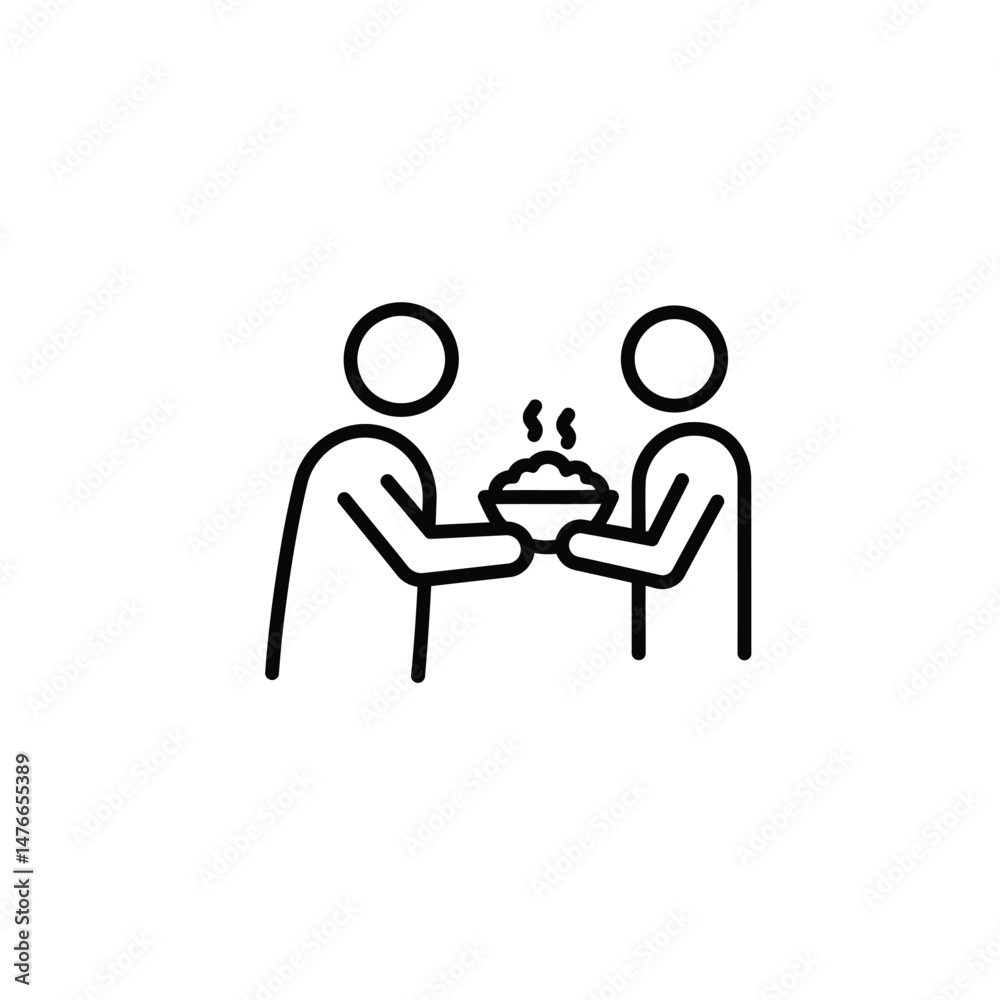 Sharing food icon depicting giving and receiving of nourishment in ...