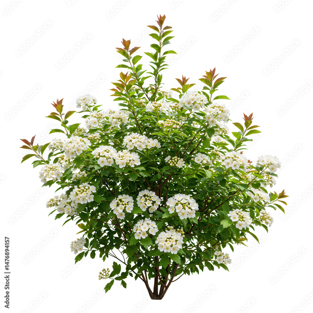 Flowering spirea shrub plant botanical element isolated on transparent ...