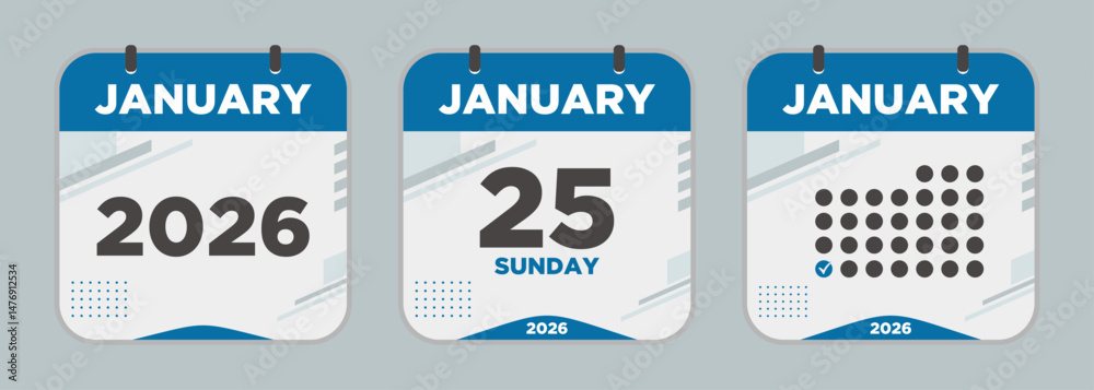 Modern Calendar icon. January. 2026 25 day. The concept of waiting for ...