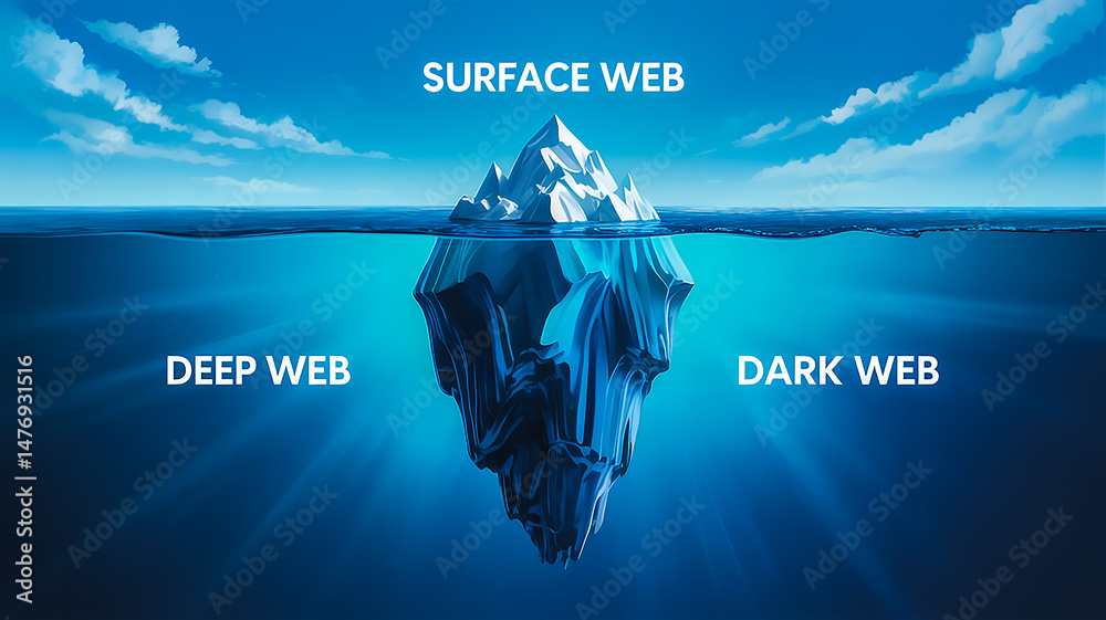 Ilustración de Stock The Internet Iceberg Visualizing the Surface, Deep ...