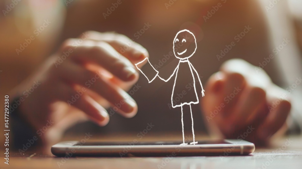 Stick Figure Communicating with Text: A stick figure texting their ...