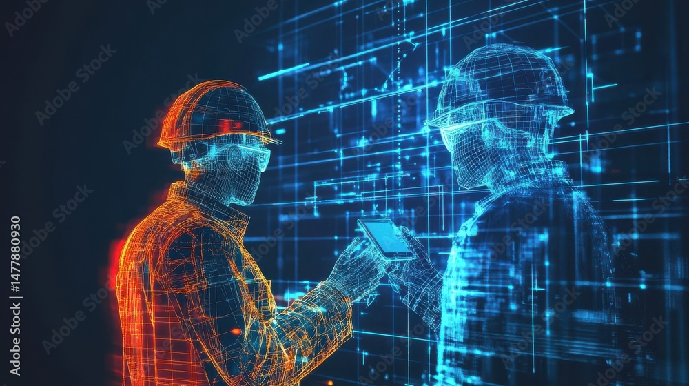 Building engineers using smart materials. Innovative construction materials, construction ...