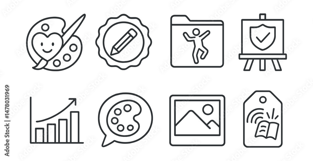 Image vectorielle Stock Line style icons of creative expression for ...