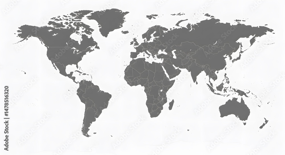 High-Resolution Political World Map with Country Borders: A Detailed ...