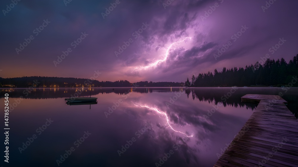 Marvel at a Violet Lightning Bolt Flashing Across the Cloudy Sky for ...