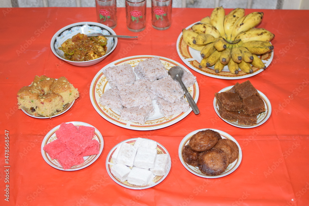 Sinhala and Hindu New Year table full of sweets. sri lanka new year ...