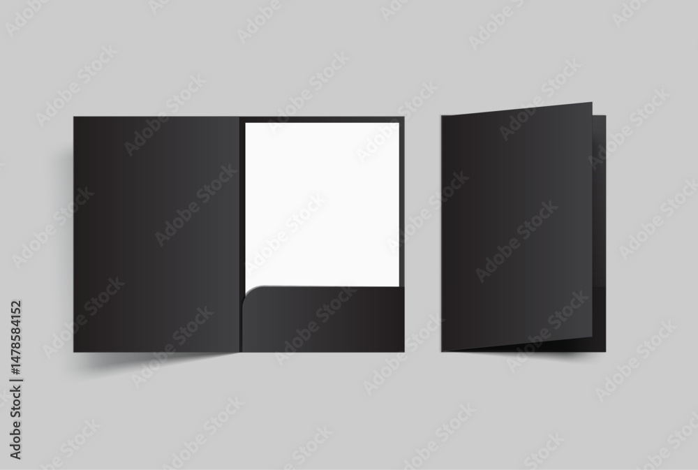 A4 paper with Single Pocket Folder, open leaflet, bifold mockup ...