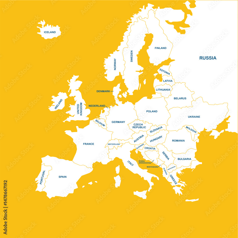 Europe vector map, Europe, vector map silhouette illustration isolated ...