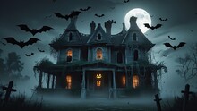 Haunted House Moon Scene Free Stock Photo - Public Domain Pictures