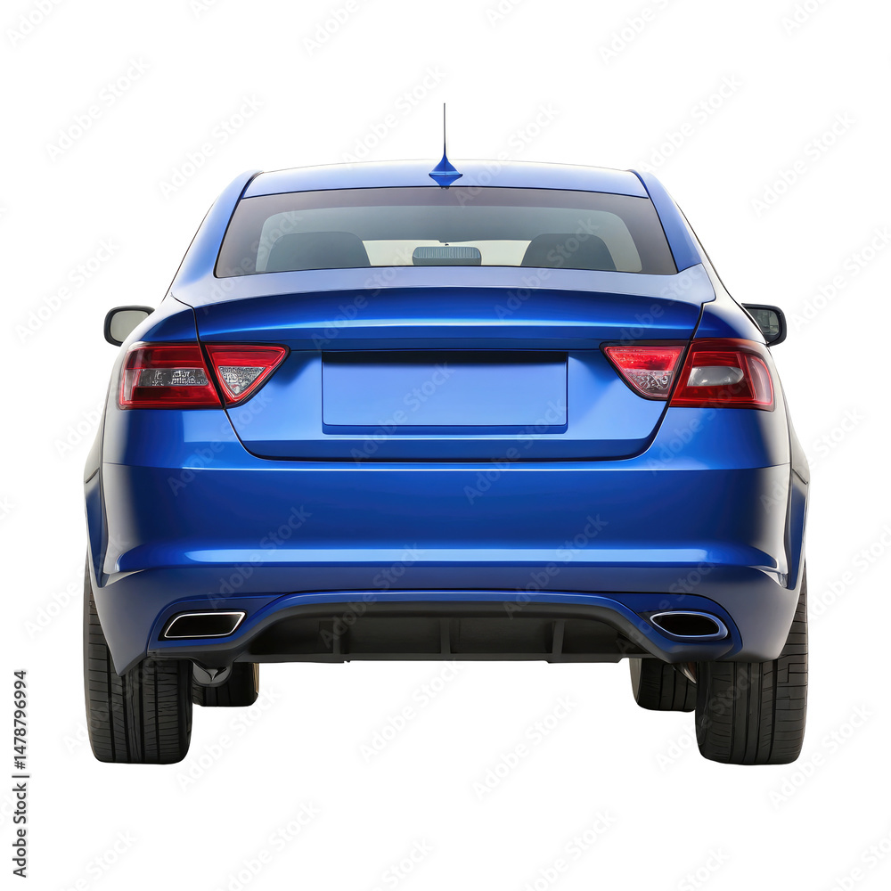 blue car back view isolated on transparent white background, clipping ...