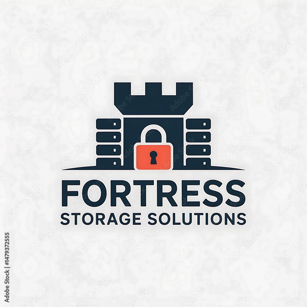 Modern digital storage security concept with fortress and padlock logo ...
