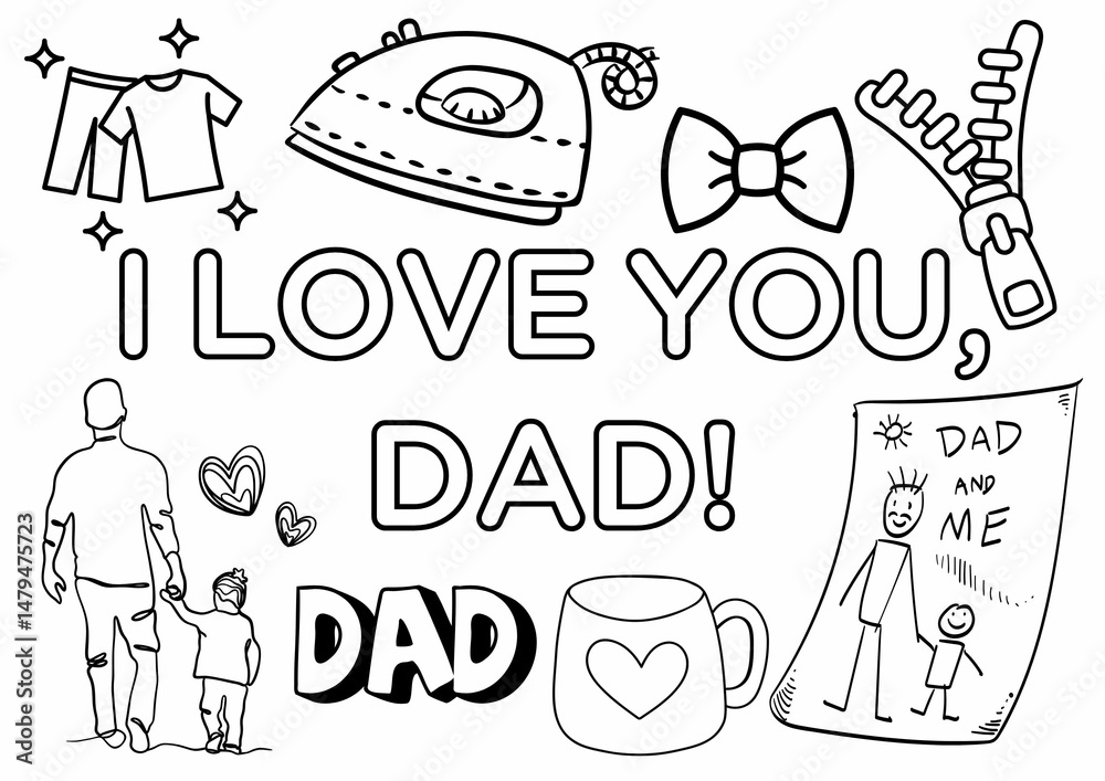 Father's Day Coloring Pages, Fun activity for Kindergarten, Printable ...