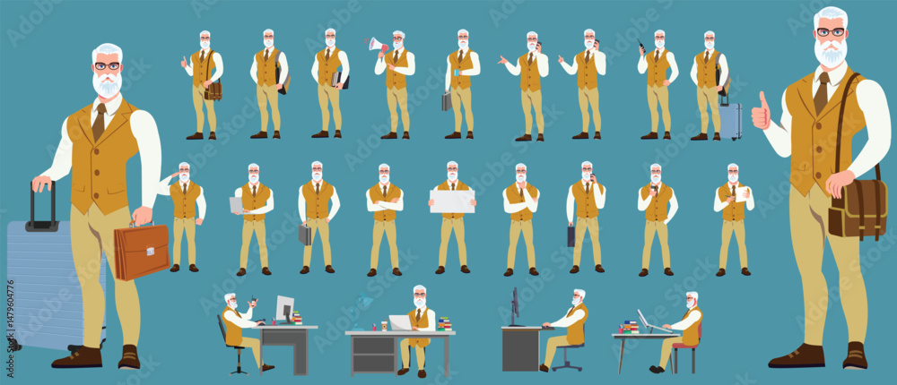 Man Character design. Front, side, back view and explainer animation ...