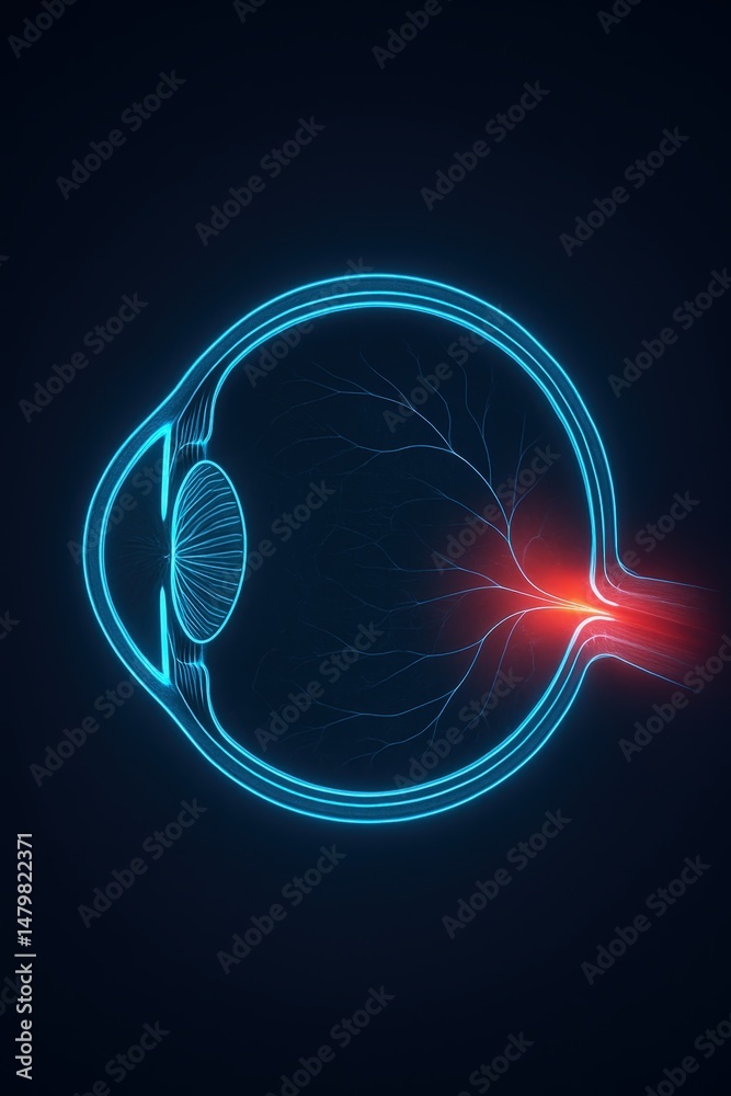 Anatomical Diagram of Human Eye with Optic Nerve Exit Highlighted Stock ...