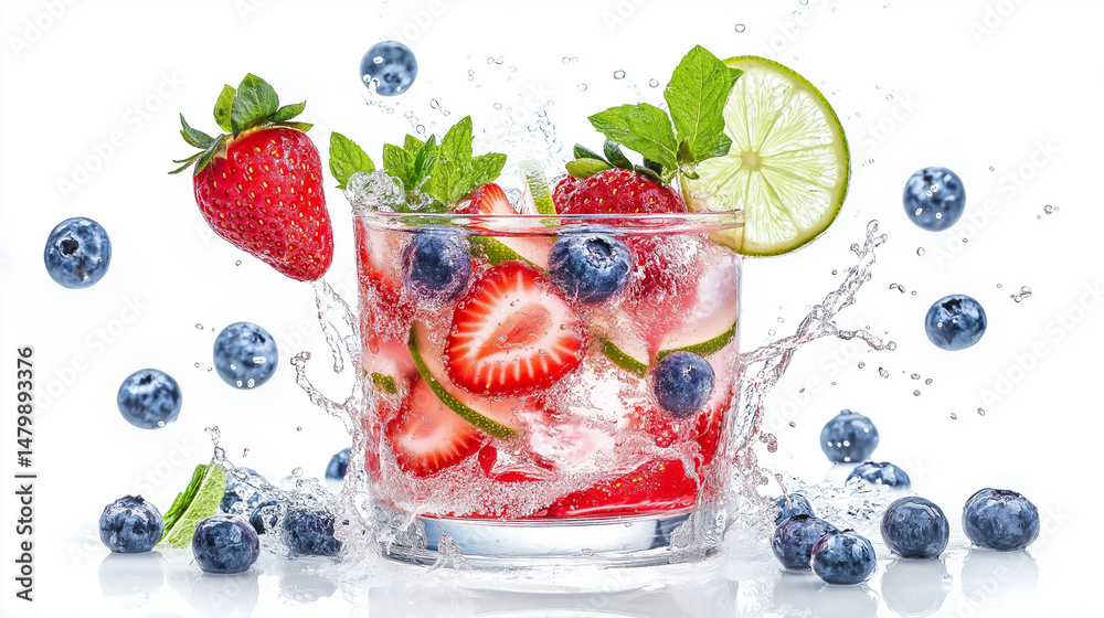 AI generator image of fruit juice mixed with soda, Set of multicolored ...