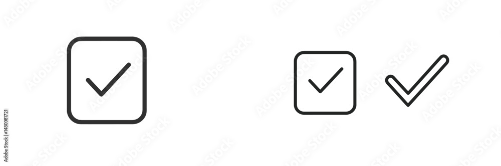 Different styles of check marks displayed in various sizes on a simple ...