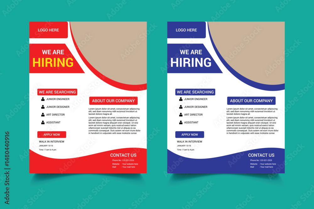 Vektor We are hiring job vacancy social media post banner design ...