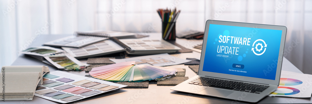 Software update on computer for brisk version of device software ...