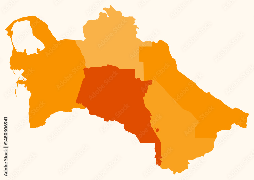 Vektor Map of Turkmenistan with regions. Just a simple country border ...