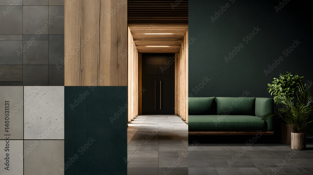 Office Entrance Material Palette Design Inspiration Workplace Interior ...
