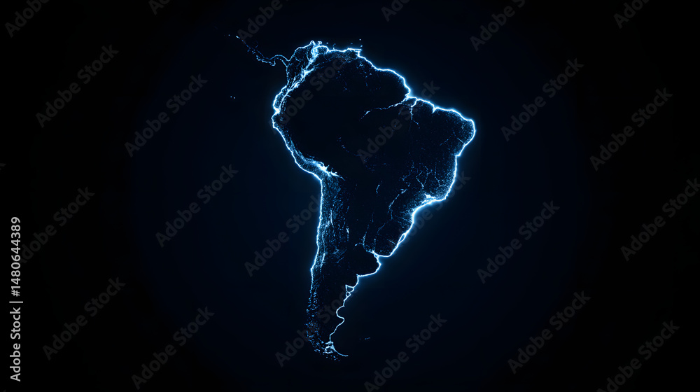 Latin America Map Blue Hue Regions Nations Capitals Geographic ...