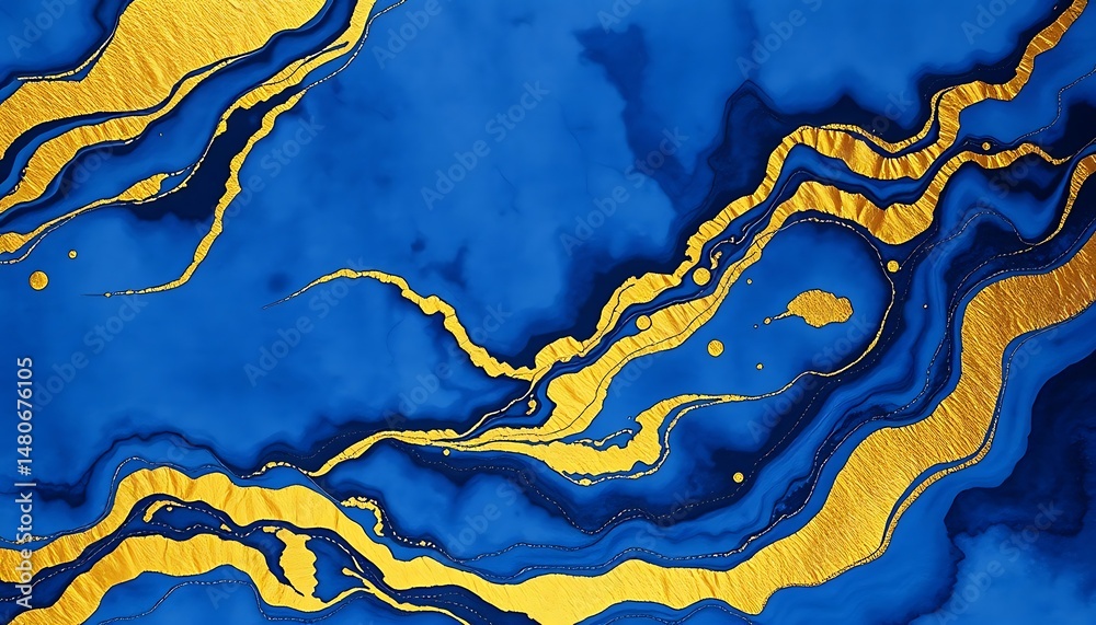 Elegant blue and gold abstract art fluid design luxury texture rich ...