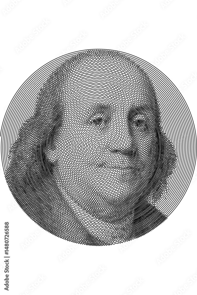 Psychedelic Spiral Benjamin Franklin SVG – Swirled Vector Art of US ...