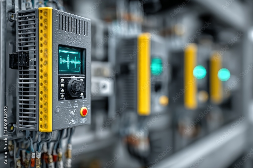 Industrial Control Panel with Screen Displaying Waveform and Safety ...
