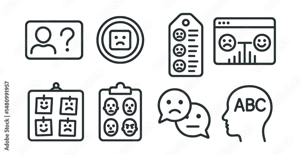 Line style icons of emotion literacy features: name the feeling icon ...